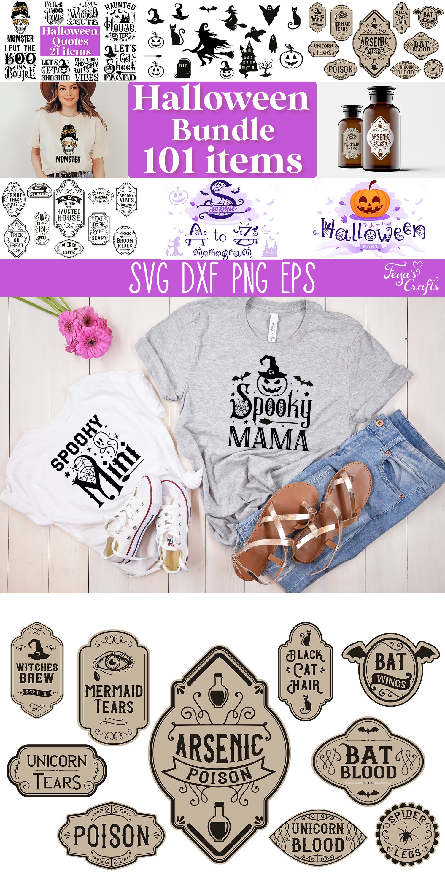 Huge Halloween SVG Quotes Bundle & Halloween Monogram SVG