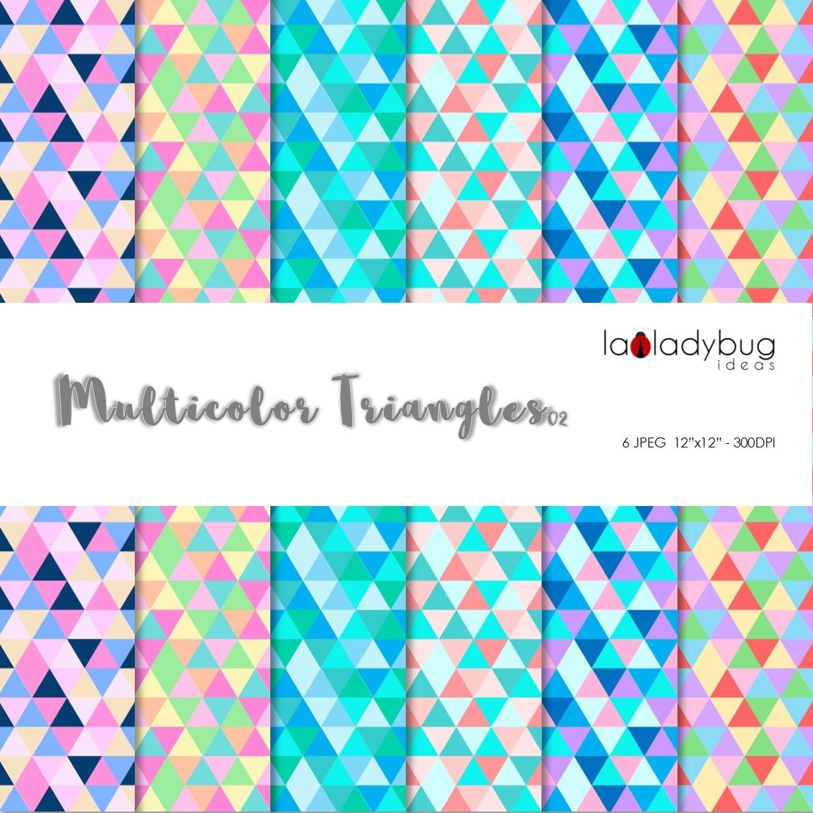 Multicolor triangles digital papers. Geometric (656345)