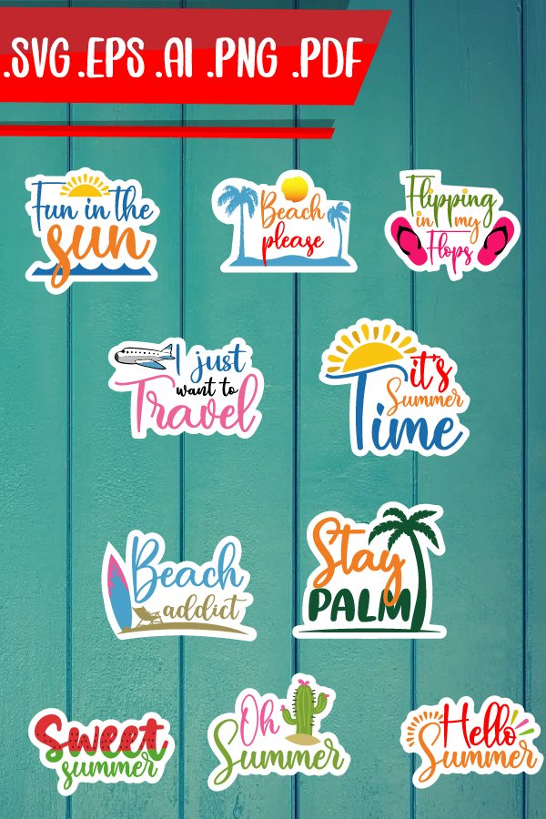 Summer sticker Bundle| 10 designs
