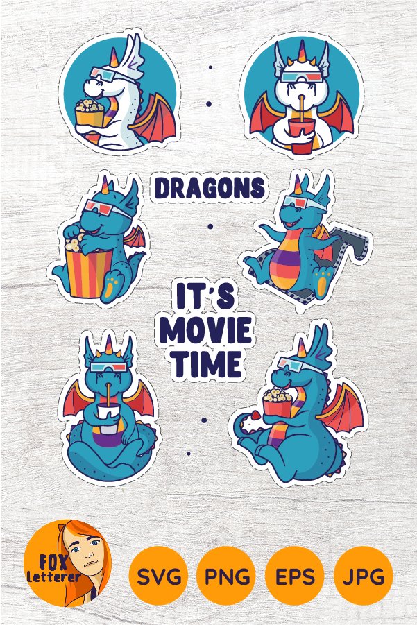 Rainbow Dragon, unicorn monster. Printable stickers sub
