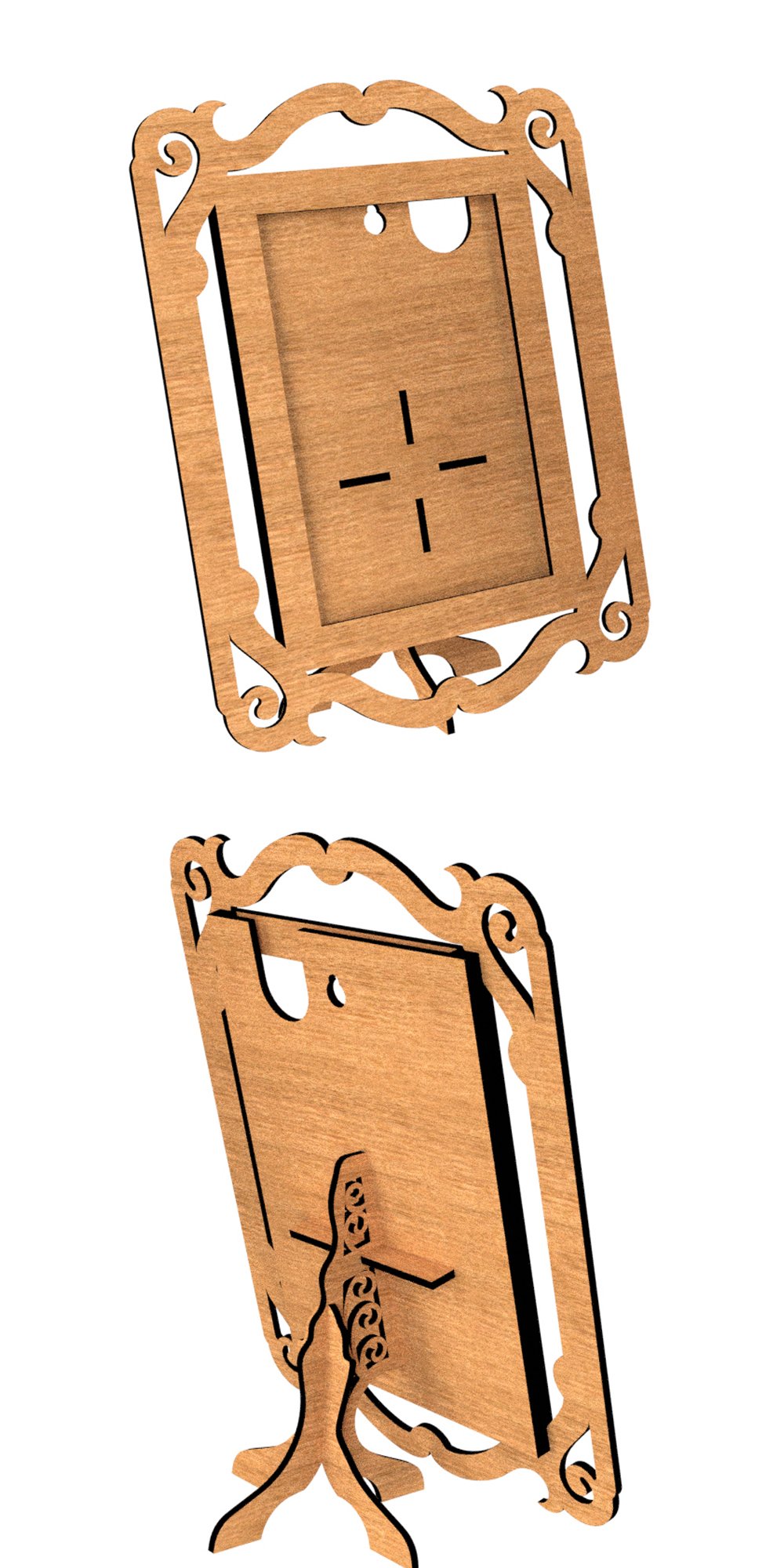 FRM04 - Decorative Photo Frame and Stand, Laser Cut Files