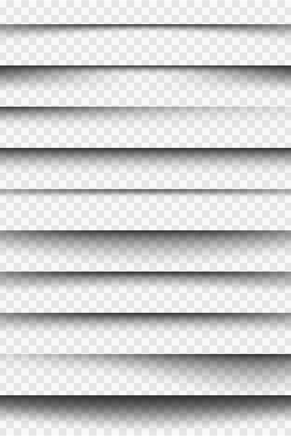 Realistic shadows. Square dividers transparent black soft sh