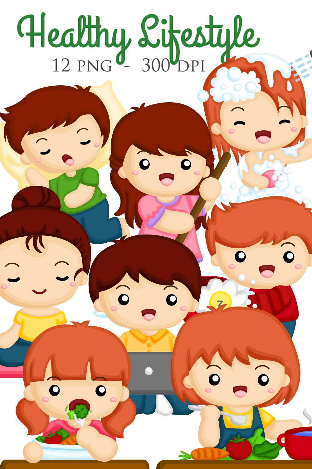 Kids Healthy Lifestyle Activity Illustration Cartoon Clipart