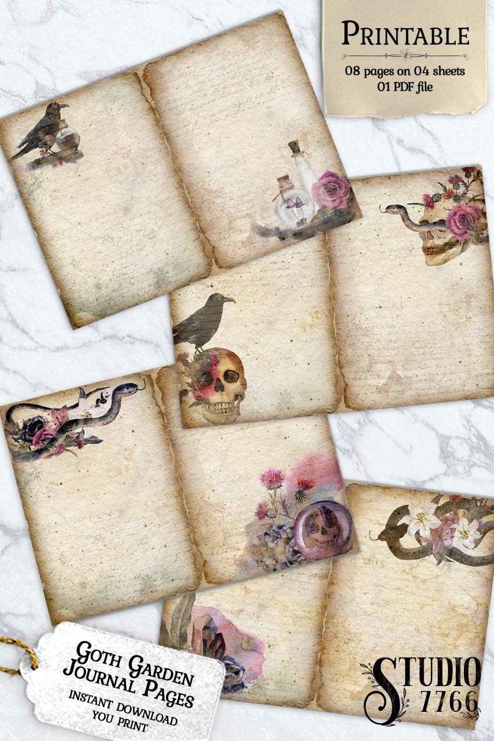 Gothic Garden Junk Journal Pages