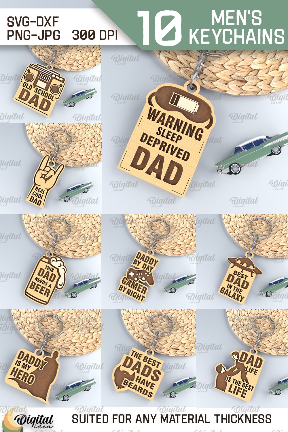 Men's Keychains SVG Bundle. Father's Day Keychains Laser Cut