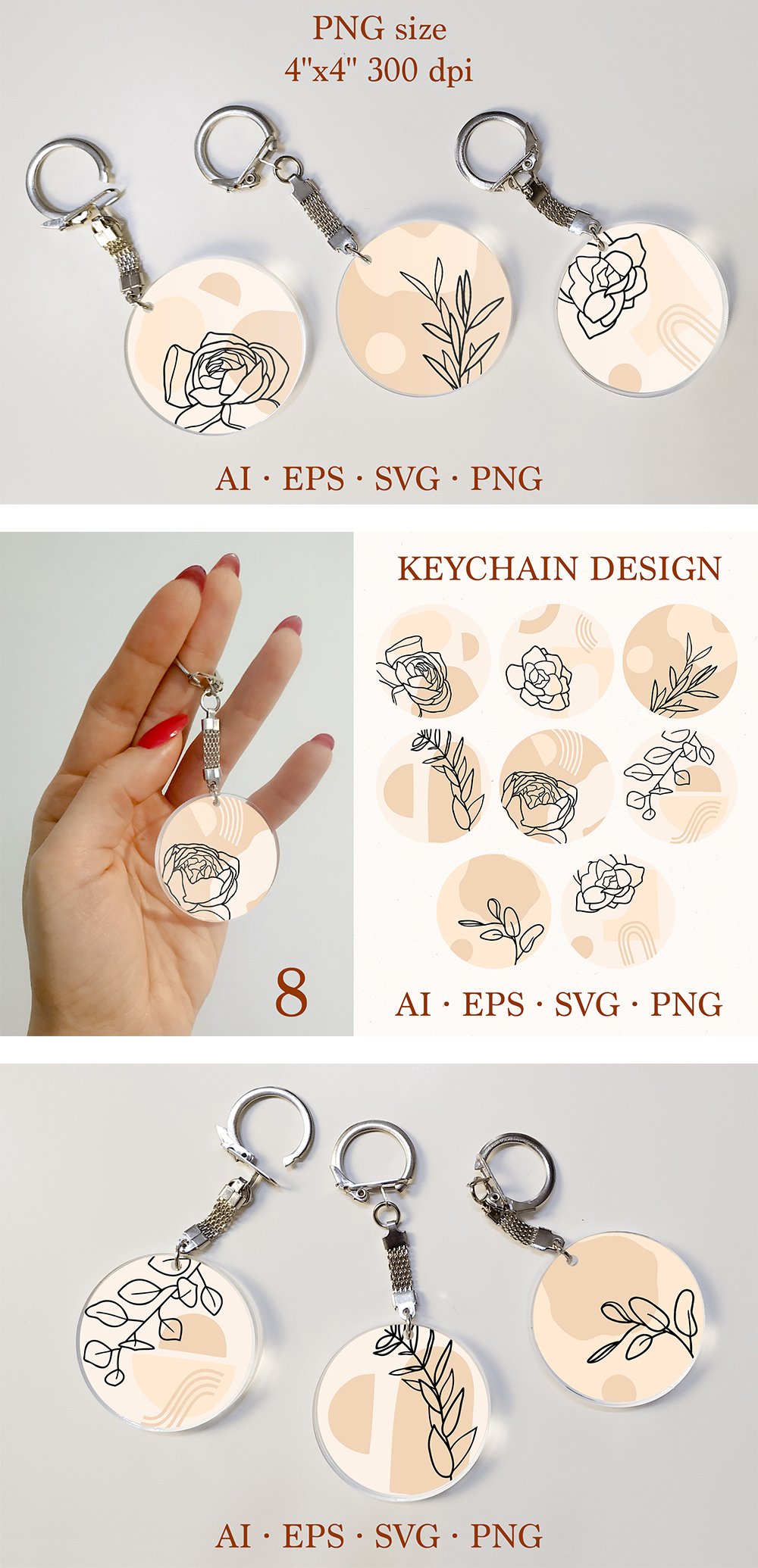 Keychain line flower svg. Key keychain abstract rainbow