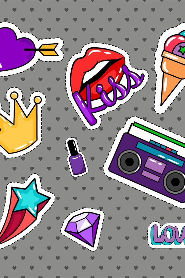 Retro style stickers set
