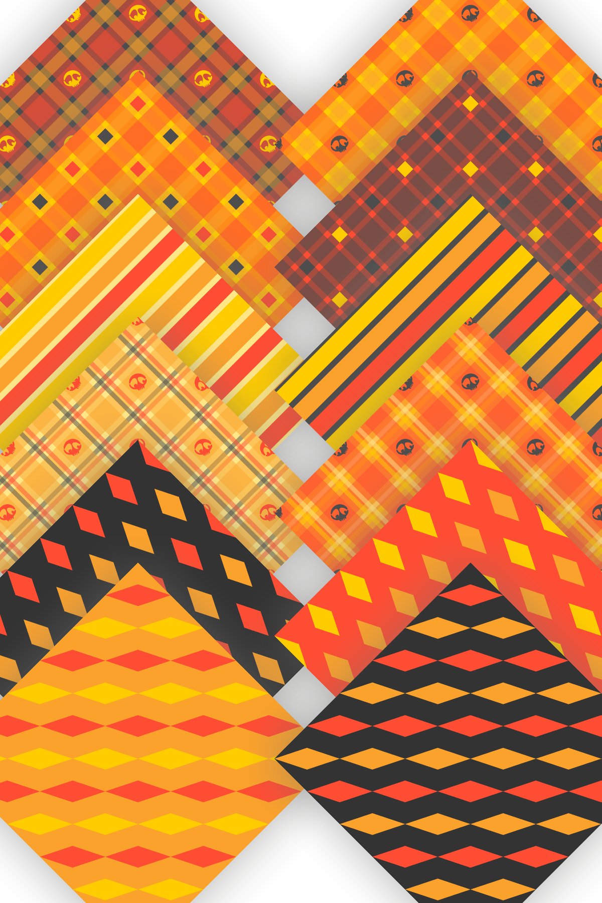 Assorted Patterns Orange Halloween Seamless Digital Papers