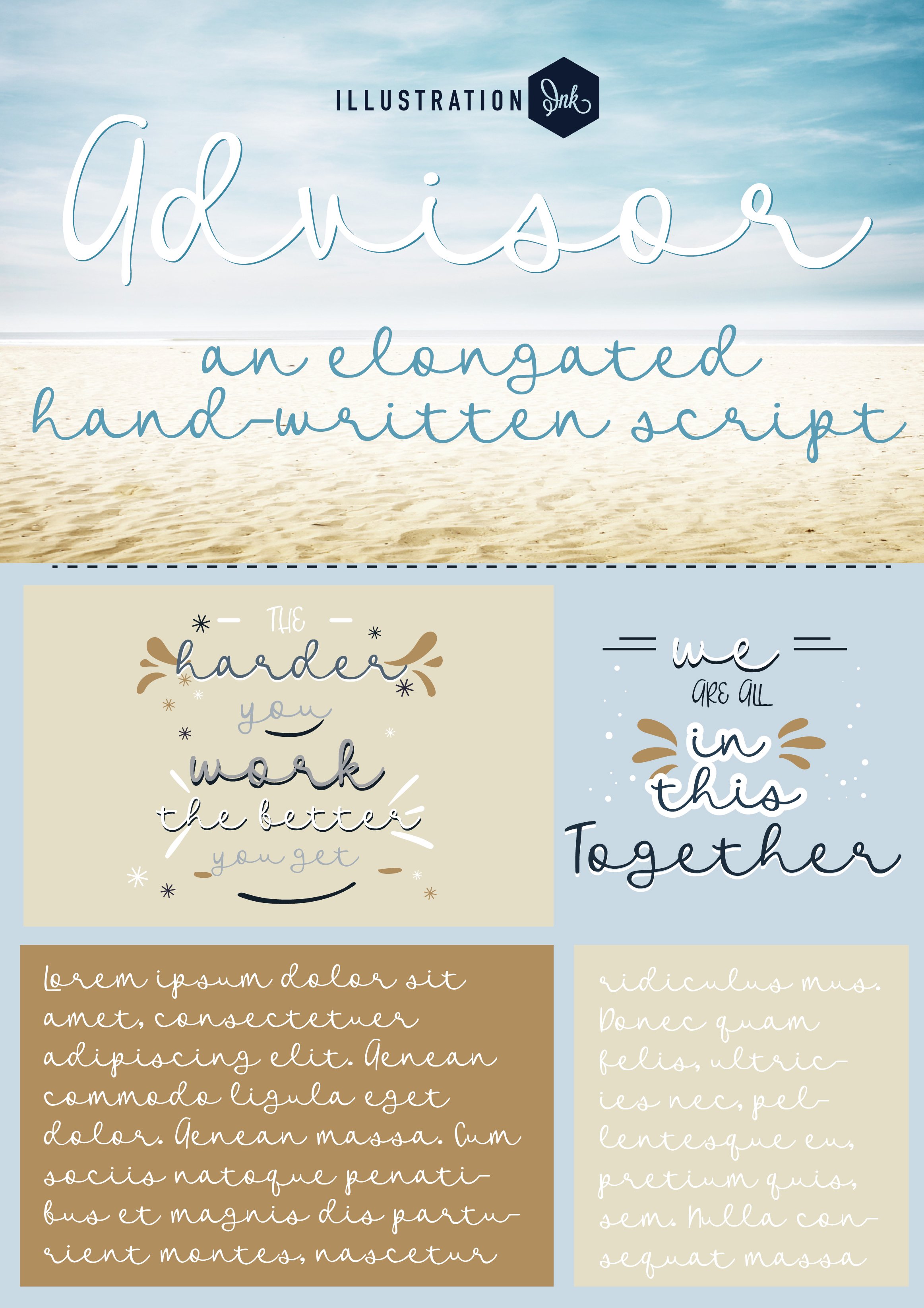 Hand-crafted, hand-written, script font