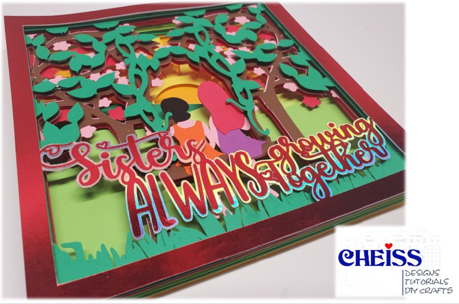 3D Sisters - Friends Shadow Box SVG