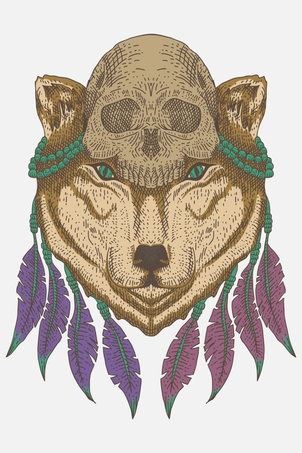 Wolf head skull vector illustration