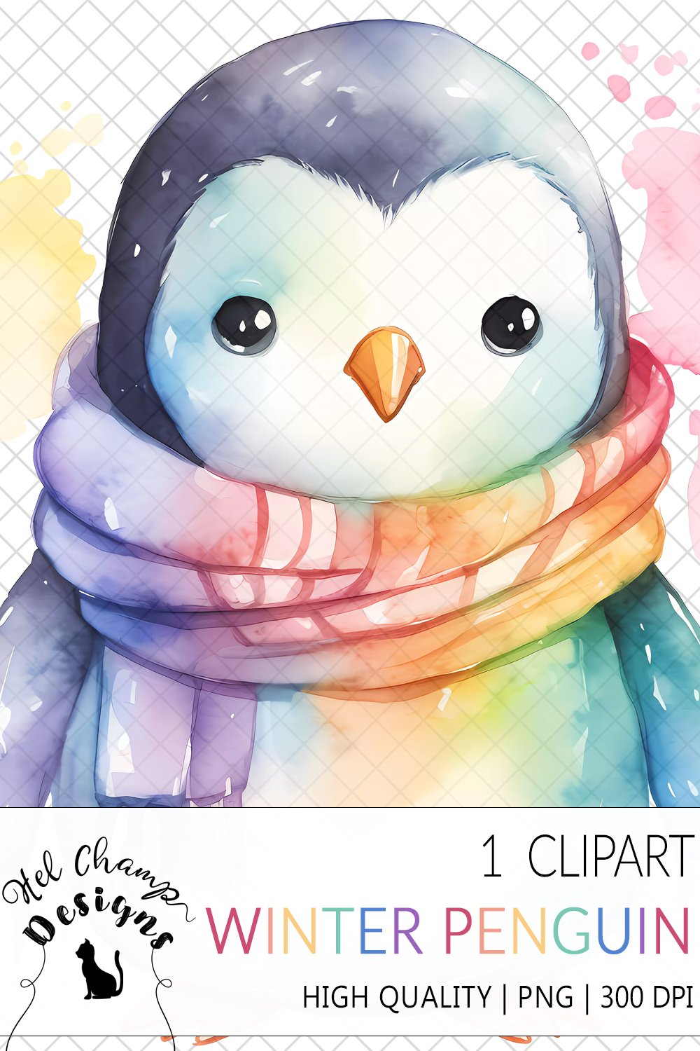 Winter penguin rainbow transparent clipart