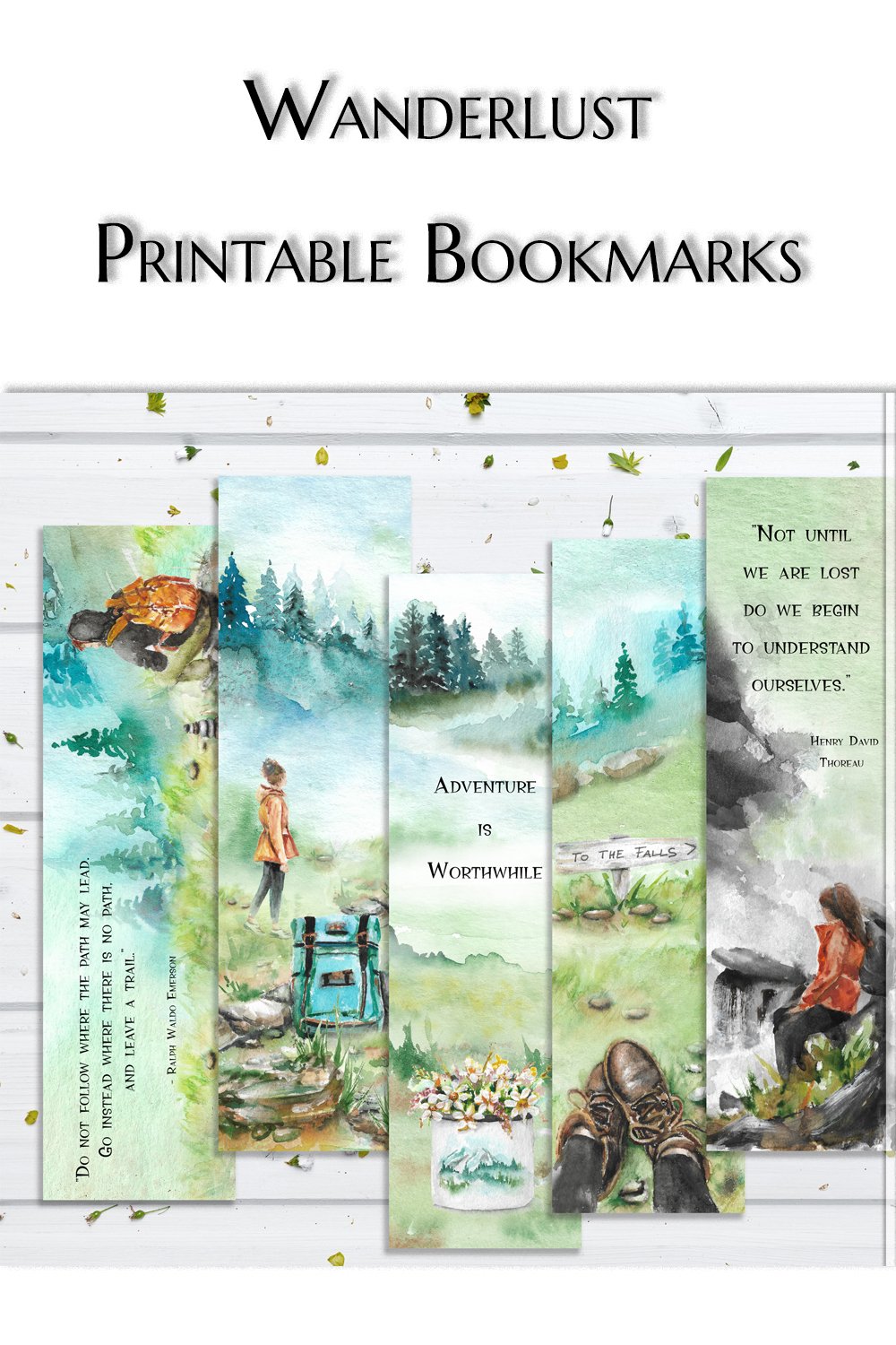 Wanderlust Printable Bookmarks, Watercolor Travel Cards