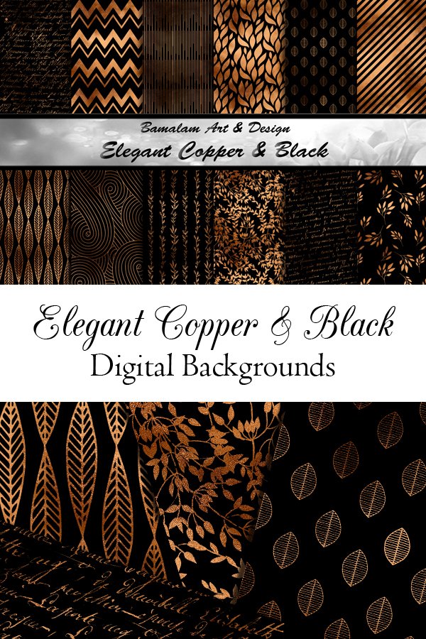 Elegant Copper & Black Pattern Backgrounds