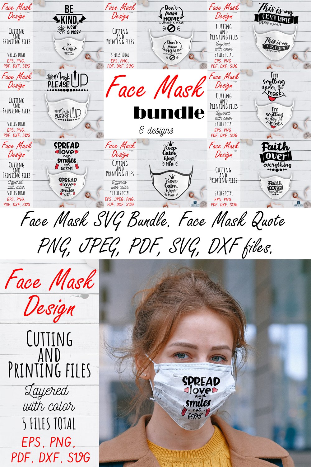 Face Mask SVG Bundle. Face Mask Quote.