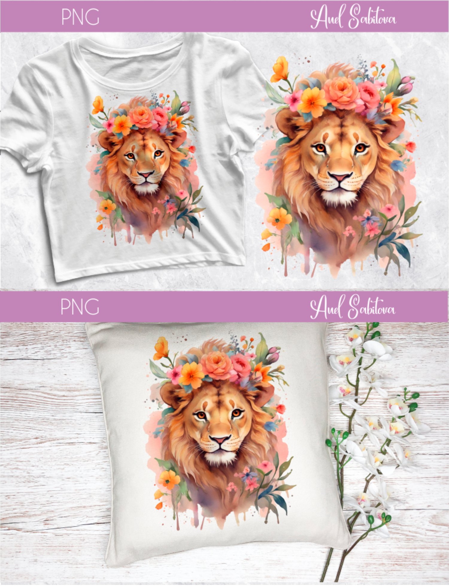Watercolor Lion, Sublimation design
