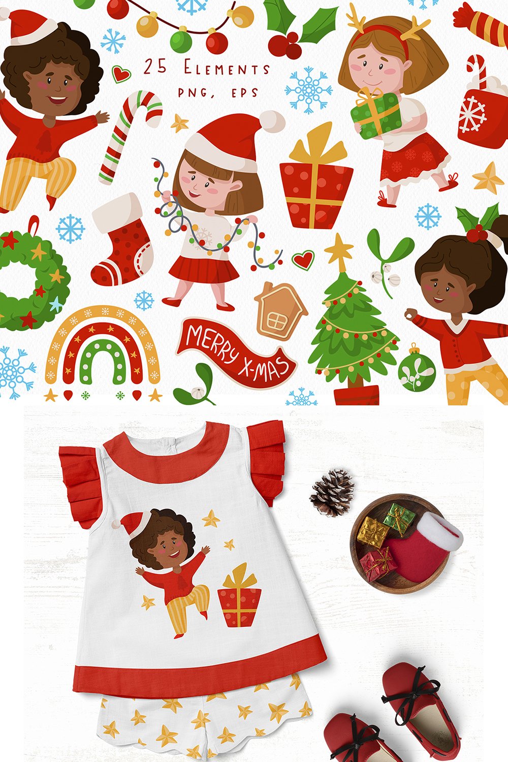 Cartoon Christmas - baby girls SVG PNG