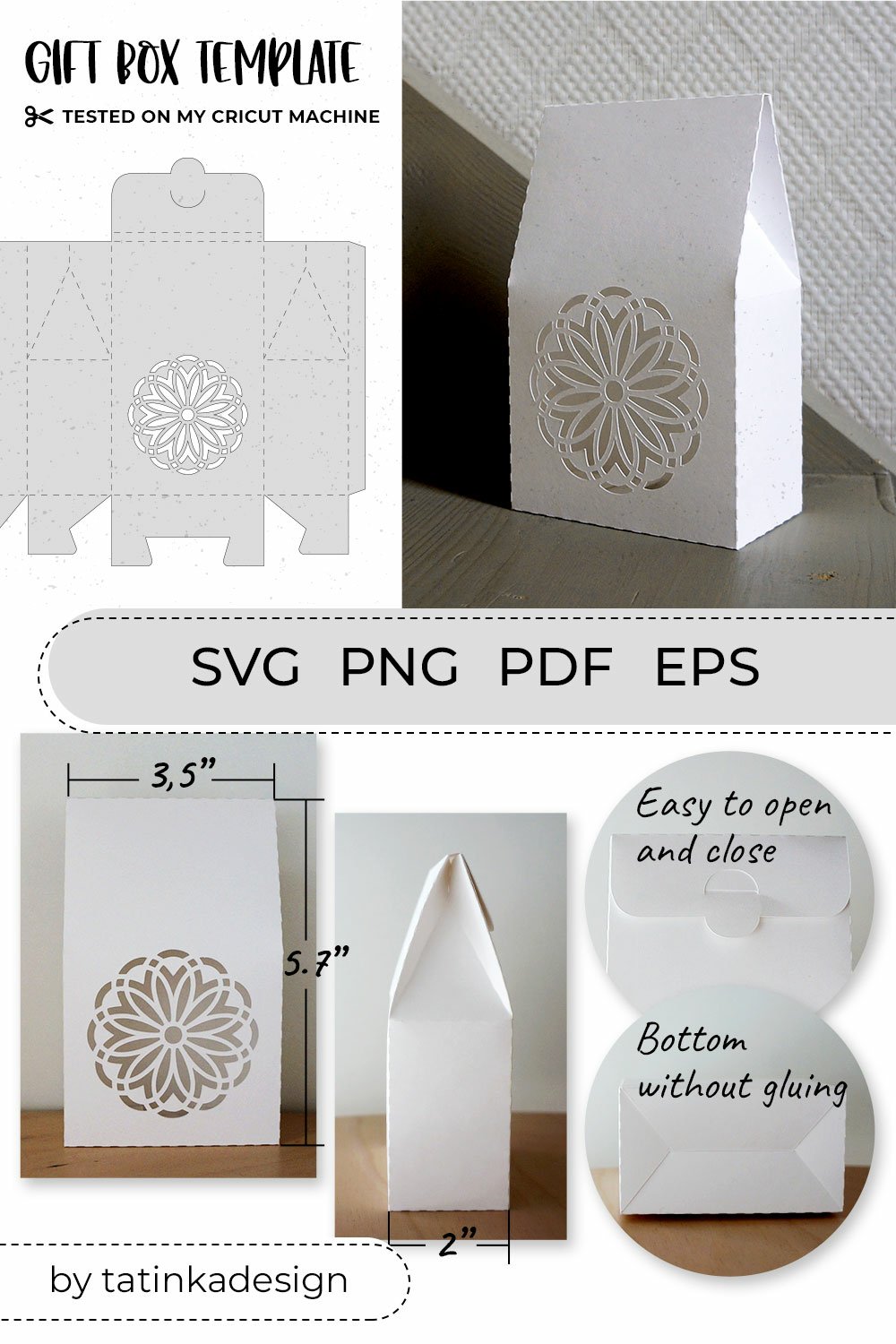 Gift box, Box template svg, Candy box svg, Birthday gift box