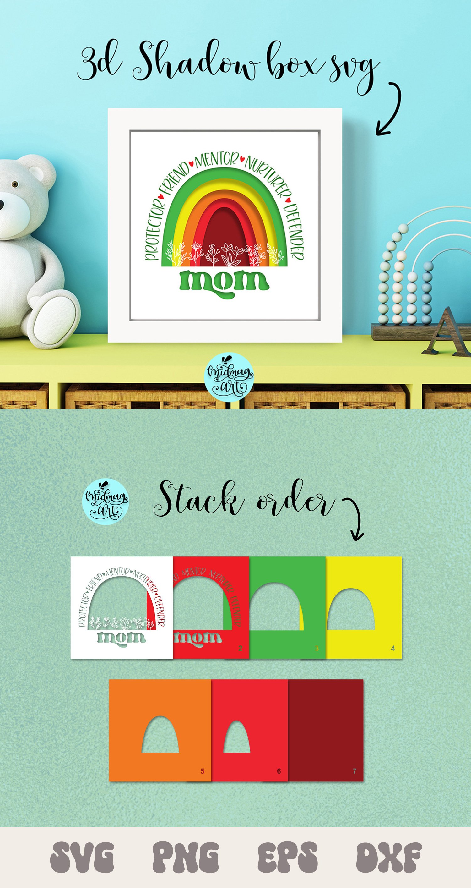 Mom shadow box svg, 3d mom shadow box Svg, 3d Mother's Day