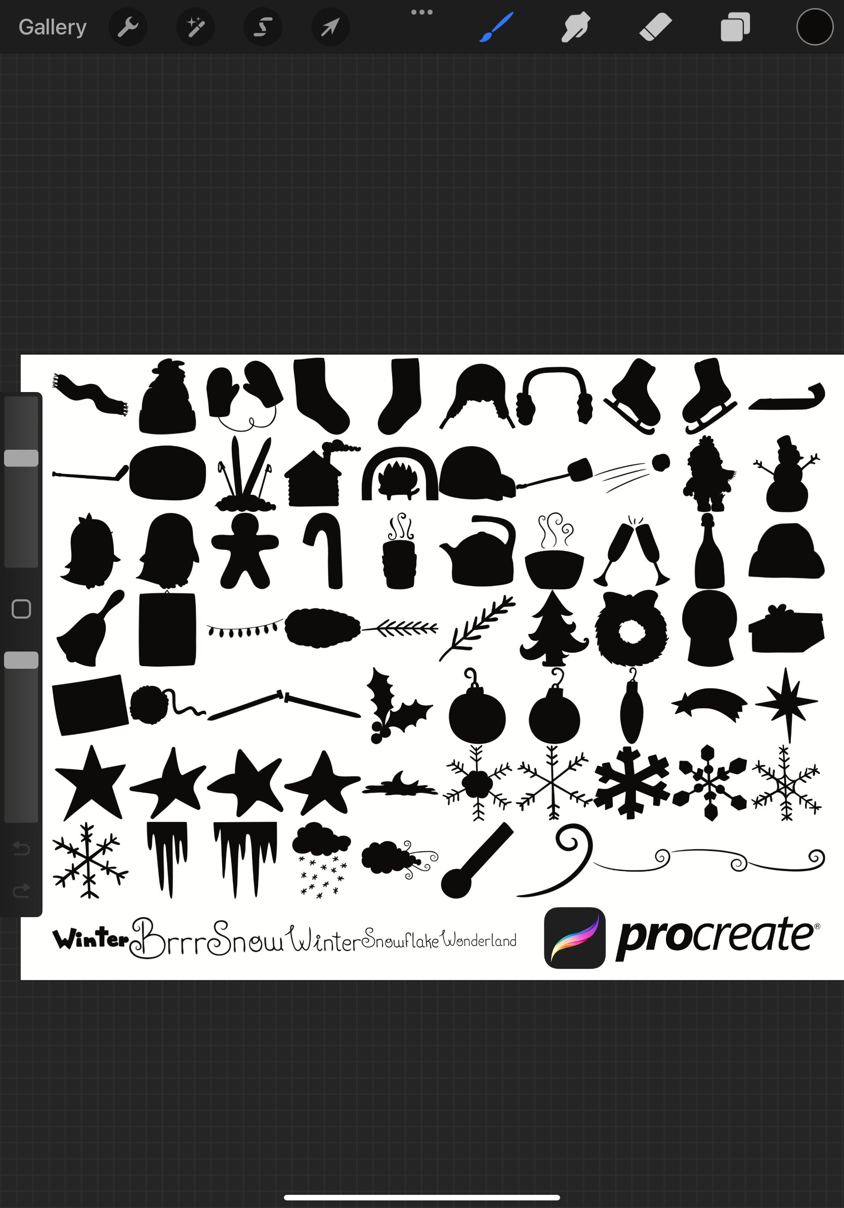 Christmas Elements Procreate Brush Stamps Set 18 Silhouette