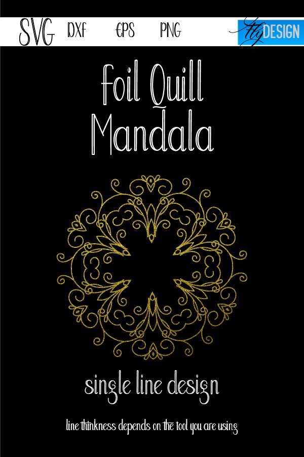 Single Line Mandala. Foil Quill Design. Outline Pattern. v3