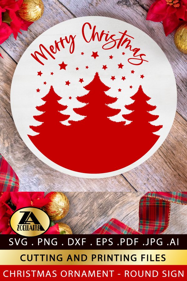 Christmas Ornament SVG Merry Christmas Tree Round Sign SVG