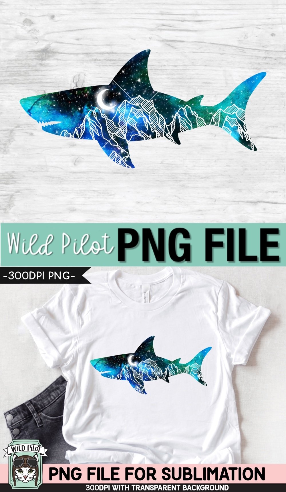 Galaxy Shark PNG Sublimation, Celestial Clipart, Space PNG