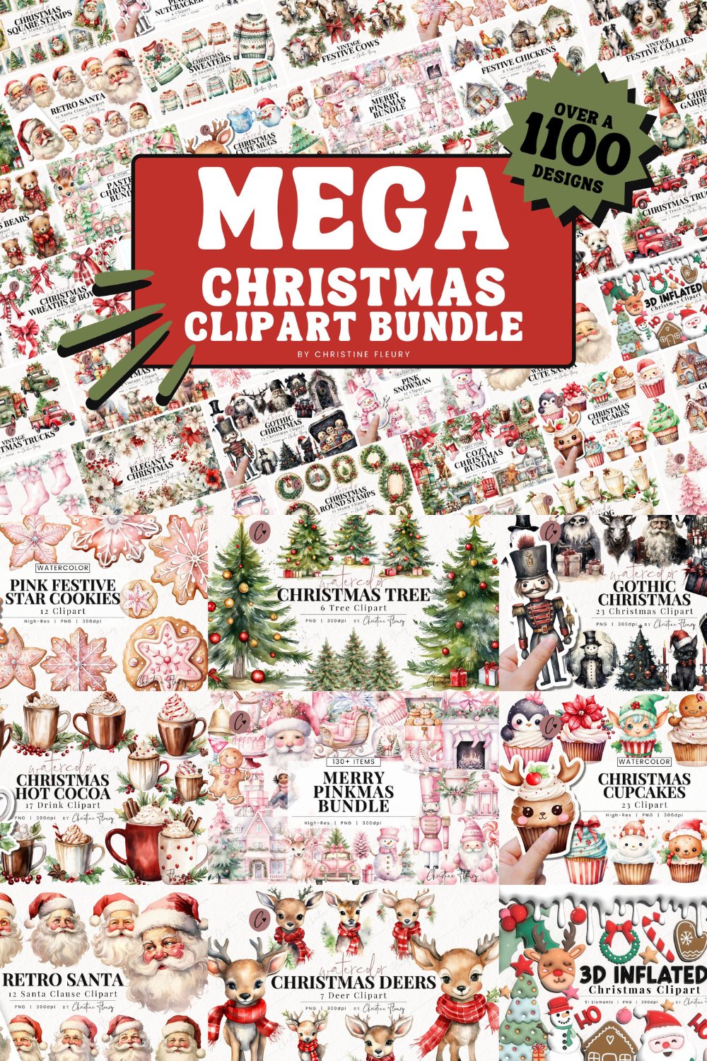 Mega Christmas Clipart Bundle - Over 1100 Elements