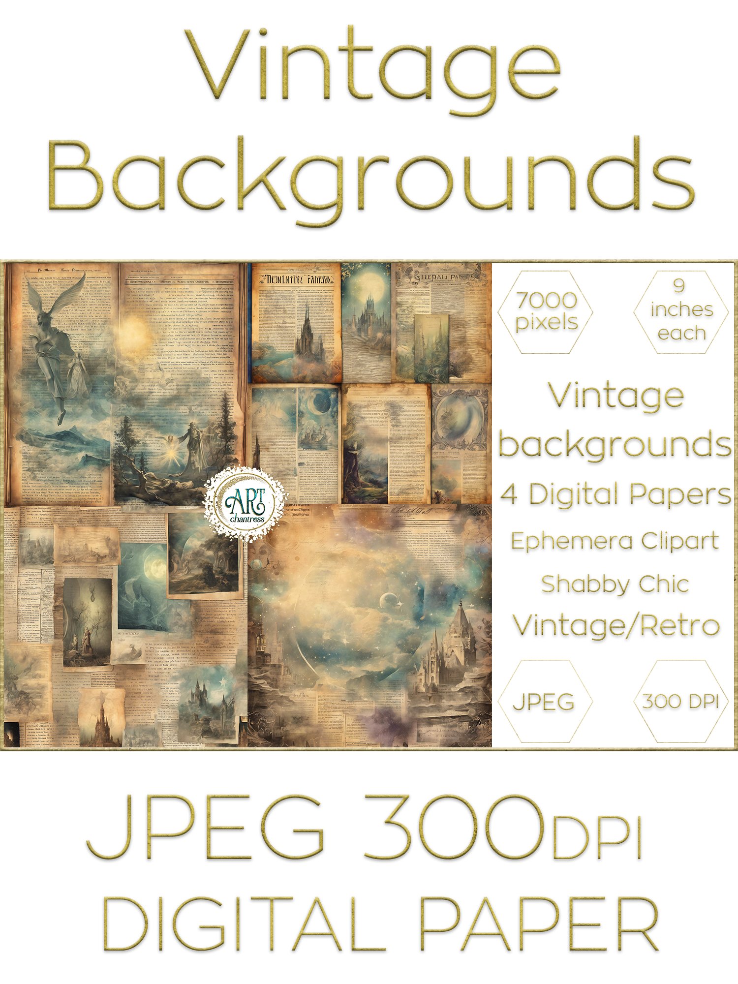 Vintage Fantasy Old Newspapers Graphics Digital (3213258)