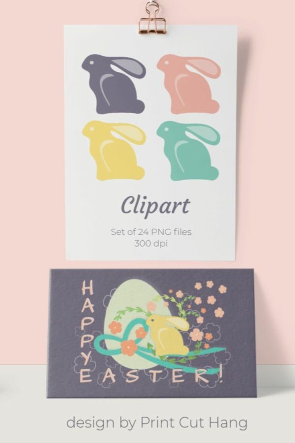 Easter Cards Making Set of 24 PNG files