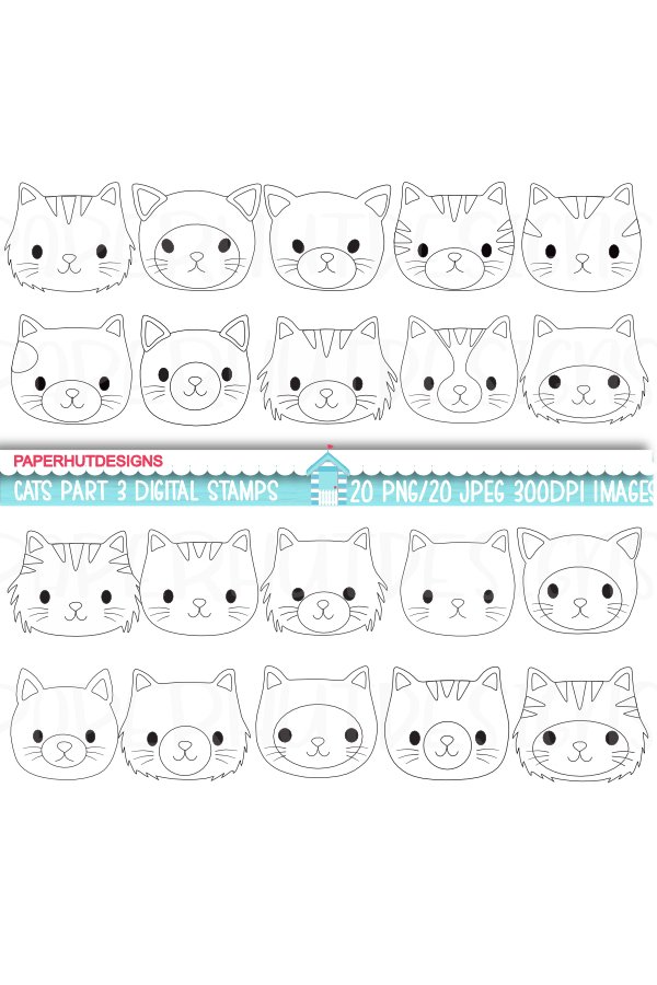Cat Faces Digital Stamps