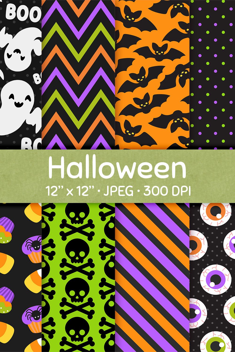 Halloween Digital Paper Set - Spooky Themed Seamless Pattern