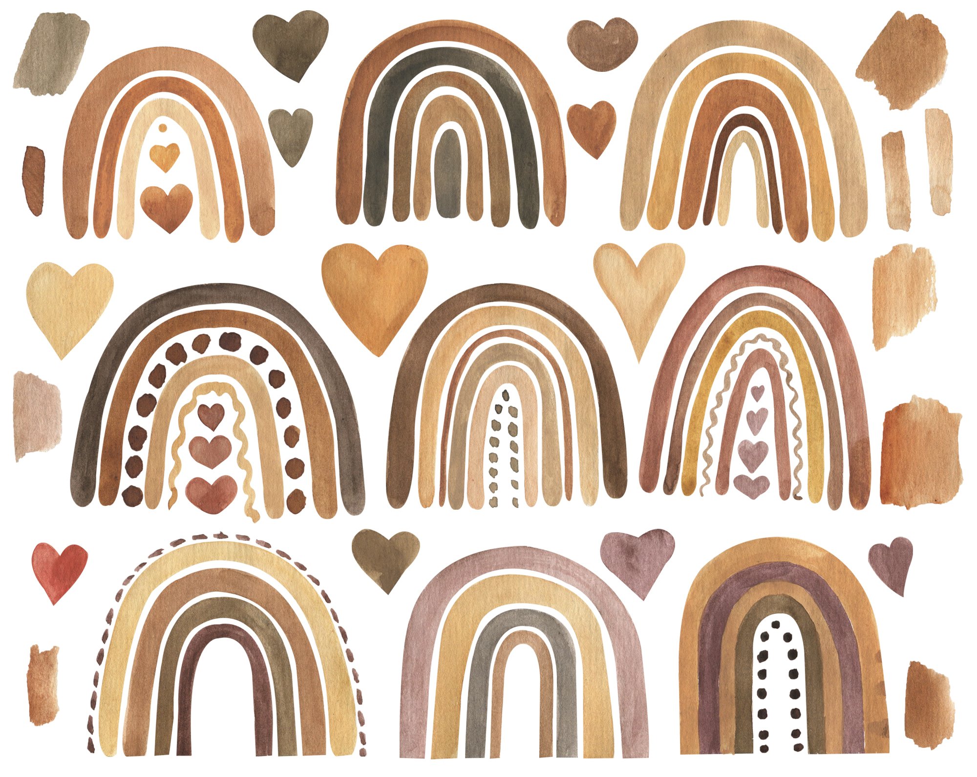 Modern boho rainbow baby clipart