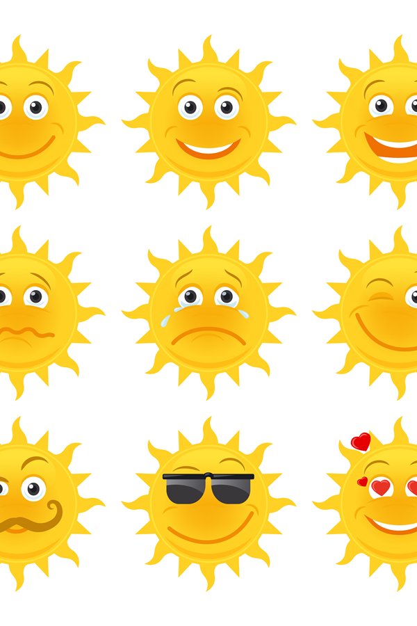 Sun emoticons vector collection