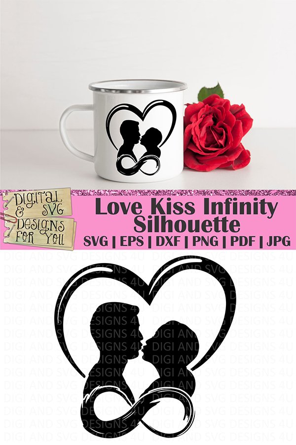 Love Kiss Infinity Silhouette | Valentine SVG | Love svg