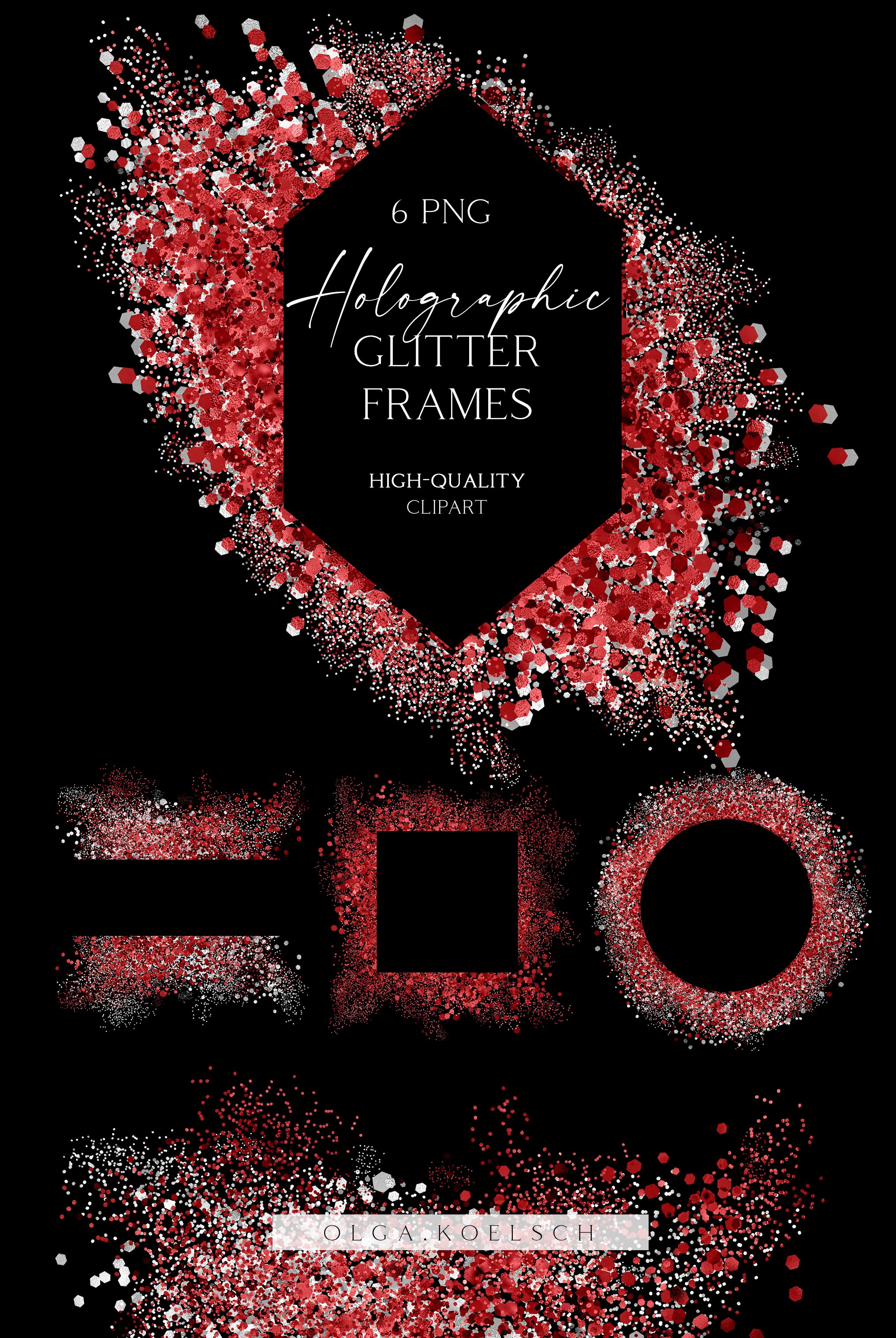 Red Glitter holographic overlays Christmas glitter 112