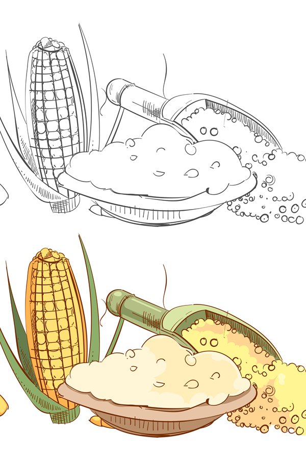 Corn porridge sketch coloring page