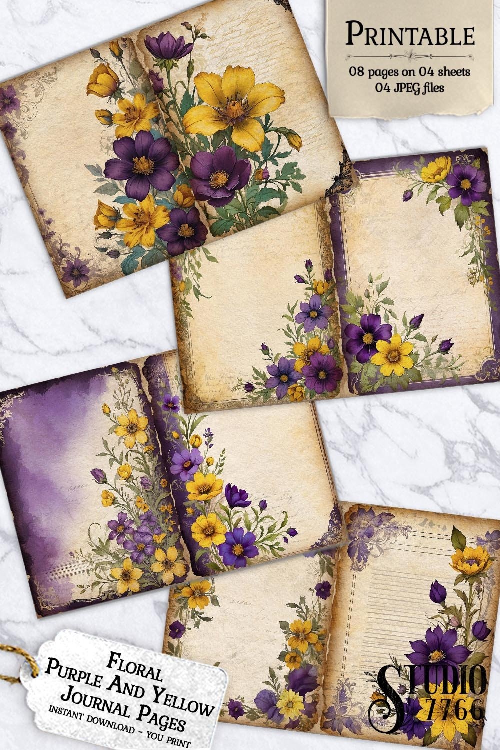 Floral Purple and Yellow Junk Journal