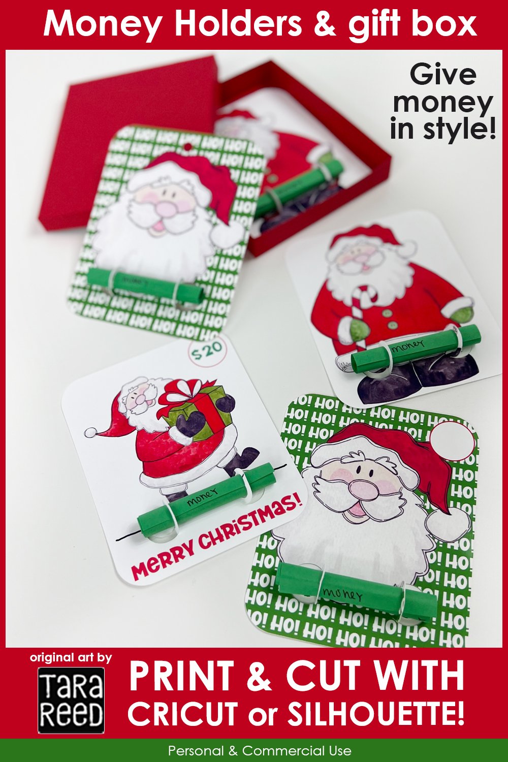 Santa Money Cards - Print then Cut for Cricut or Silhouette