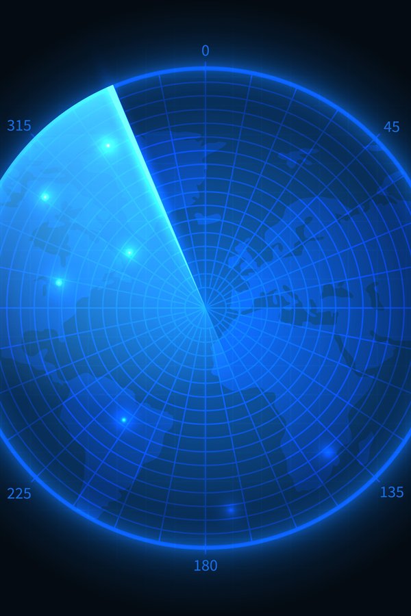 Radar screen. Military blue sonar. Navigation interface vect