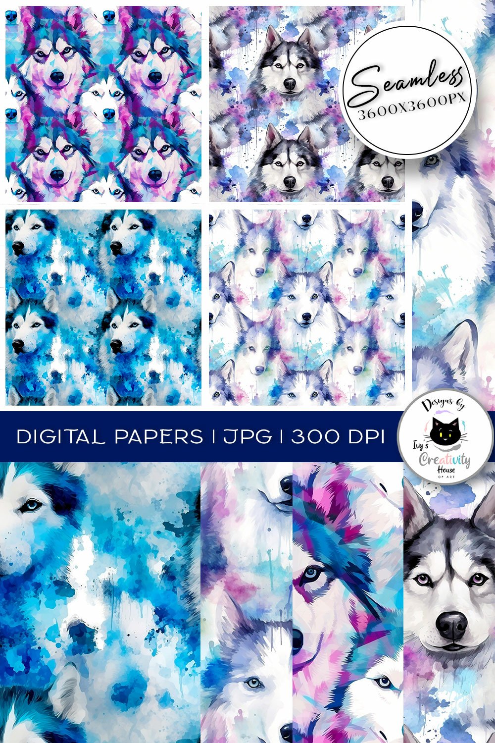 Husky Dog Digital Paper | Seamless Dog Patterns