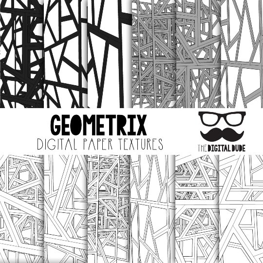 Geometric Lines - Digital Papers Set of 12 Images