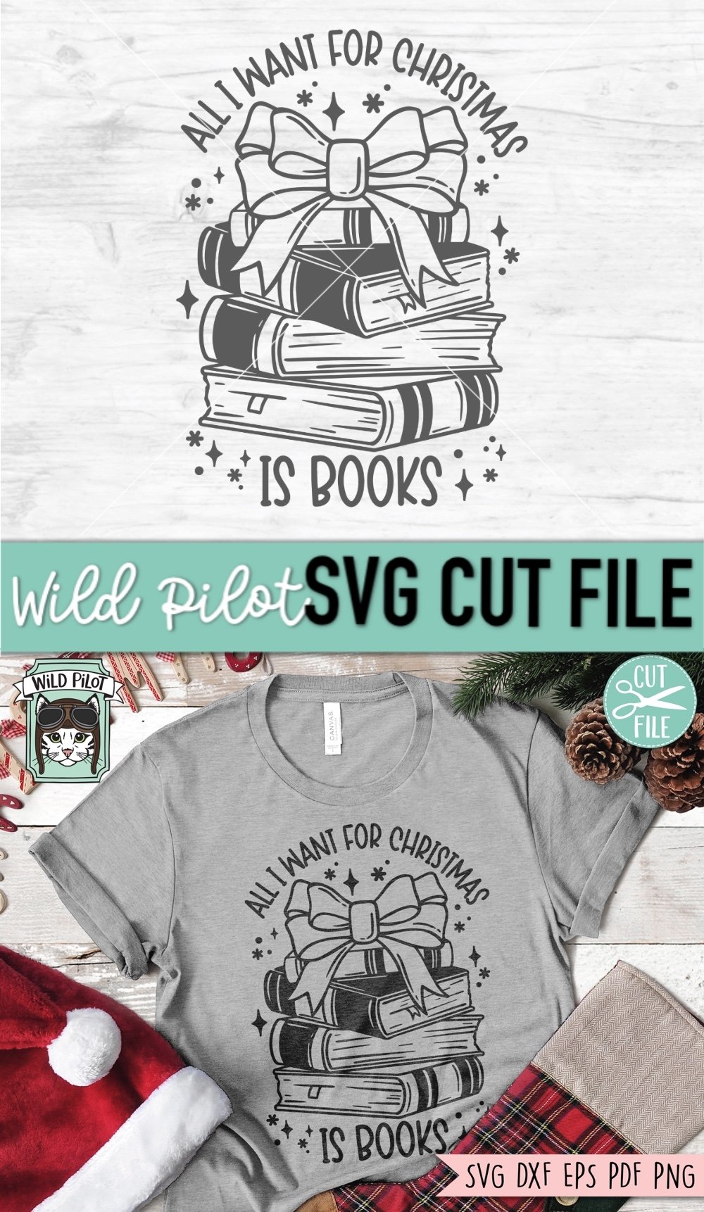 Christmas SVG, Books SVG, Teacher Shirt SVG, Reading SVG