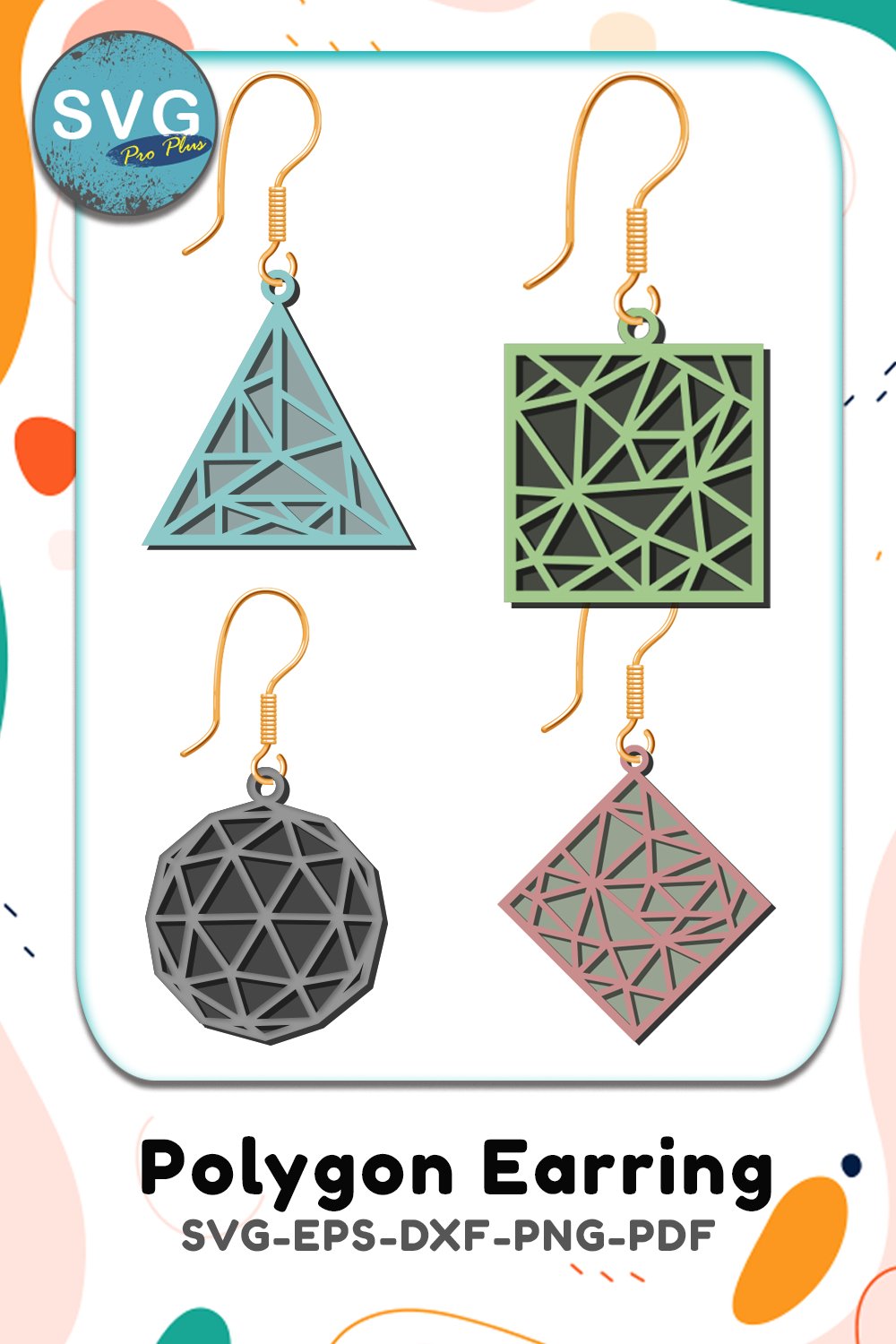 Geometric earring svg Polygon earring Circle (2487247)