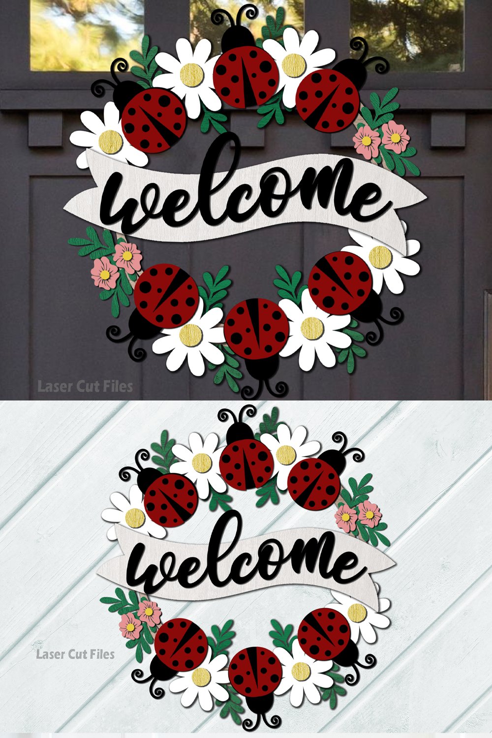 Ladybug SVG Laser Cut Files | Welcome Sign SVG | Daisy SVG