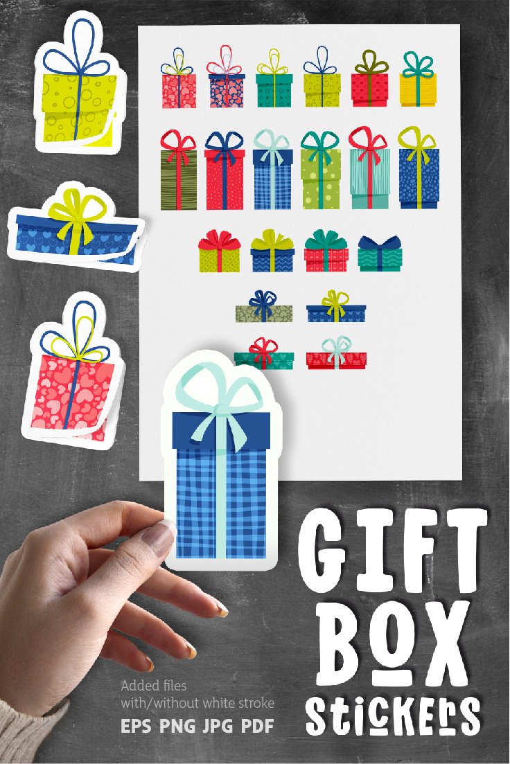 Gift Box Sticker Bundle | Stickers Pack | EPS PNG (1088895)