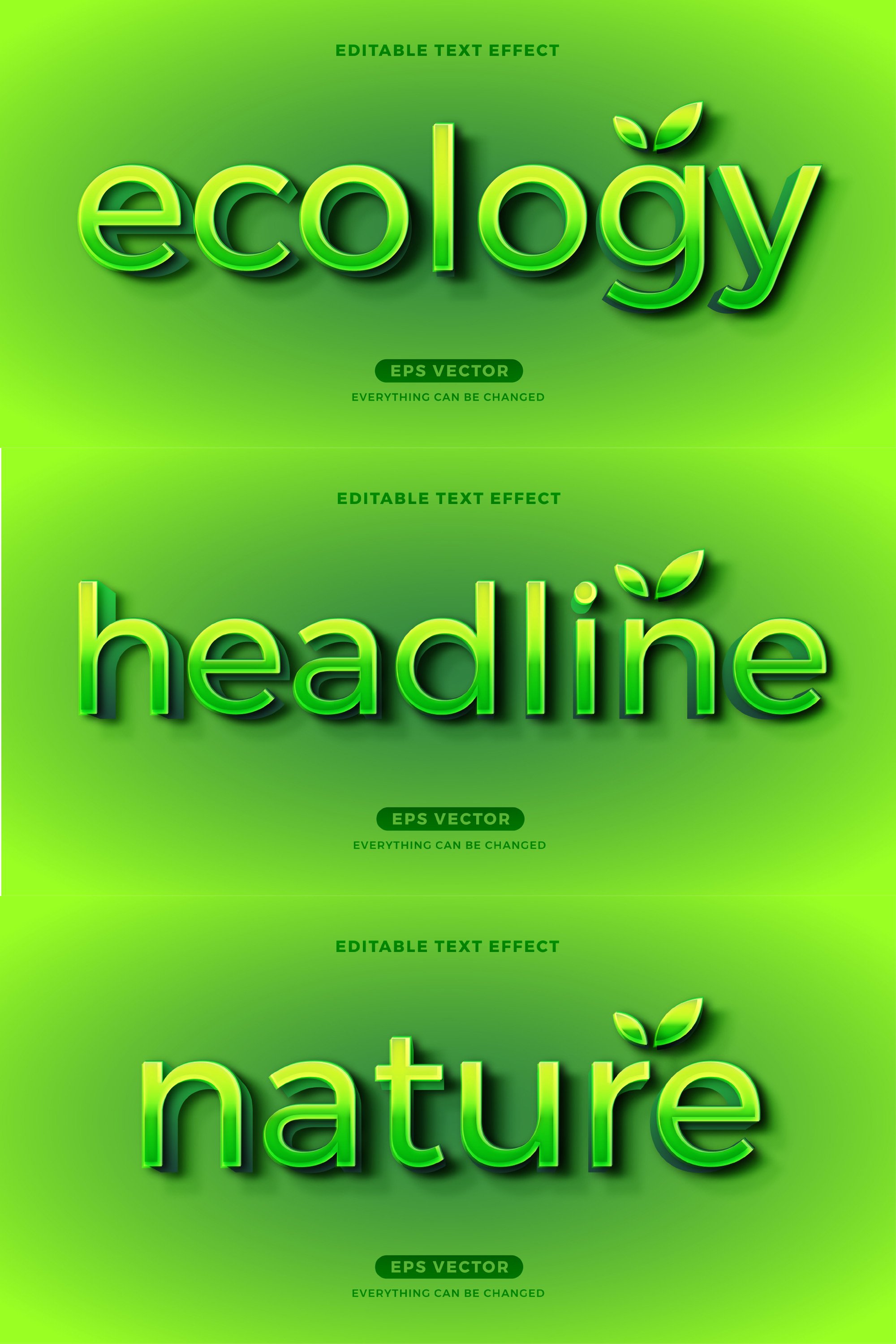 Ecology Green editable text effect vector template