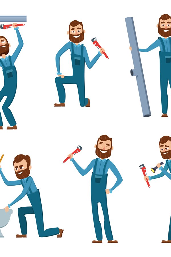 Plumber at work. Characters design set