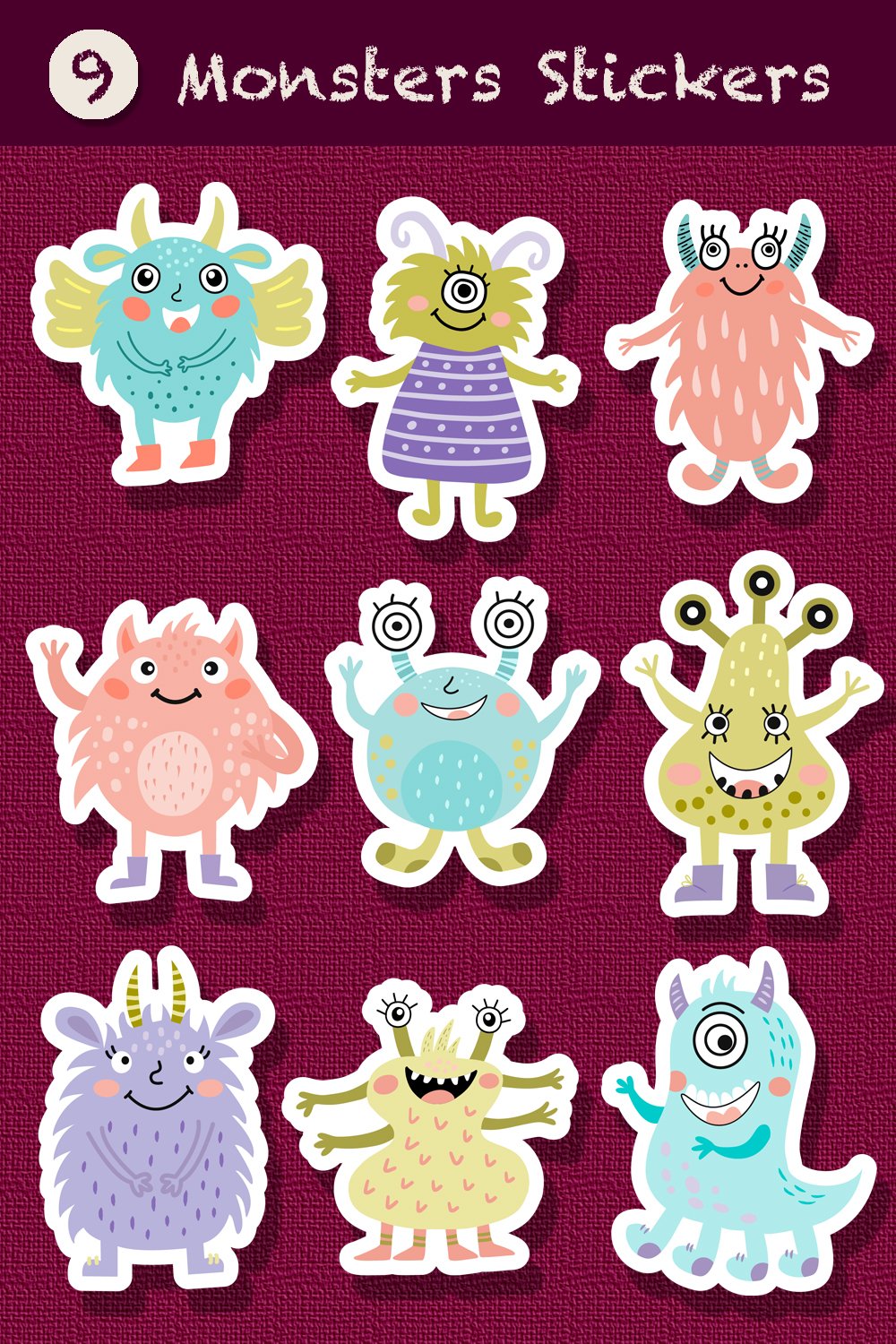 Monsters Stickers. Printable Stickers for Cricut