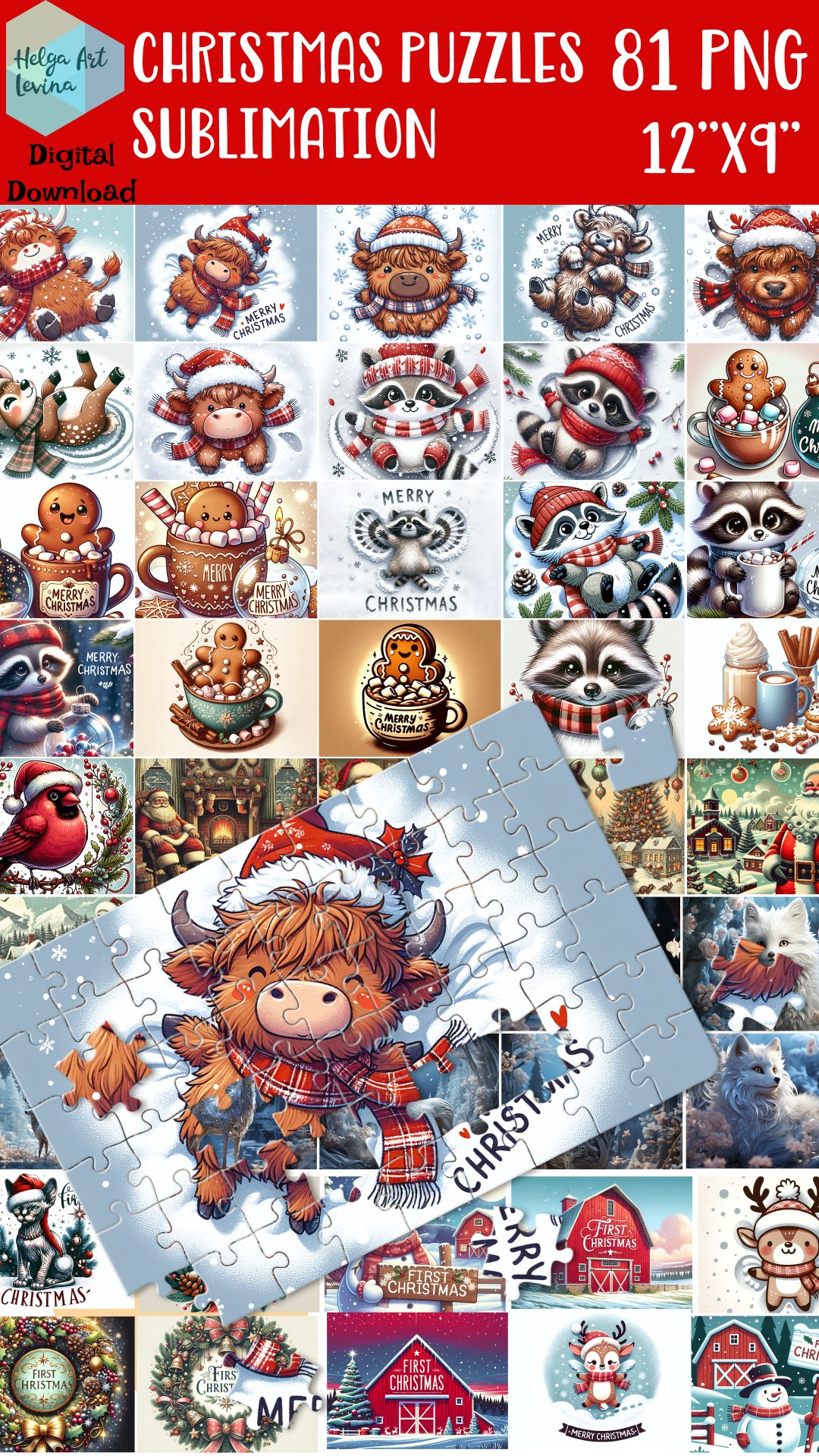 Christmas Kids Puzzles Bundle Sublimation (4758471)